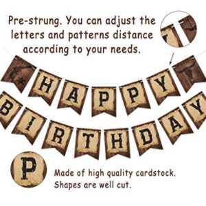 Pre-Strung Cowboy Birthday Banner, Ready to Hang Wild Western Bday Party Sign, Wooden House Barn Bunting