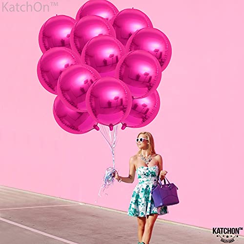 KatchOn, Big Hot Pink Balloons - 22 Inch, Pack 12 | Hot Pink Mylar Balloons, Hot Pink Party Decorations | Hot Pink Foil Balloons, Disco Party Decorations | 4d Balloons, Neon Pink Birthday Decorations