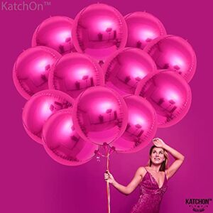 KatchOn, Big Hot Pink Balloons - 22 Inch, Pack 12 | Hot Pink Mylar Balloons, Hot Pink Party Decorations | Hot Pink Foil Balloons, Disco Party Decorations | 4d Balloons, Neon Pink Birthday Decorations