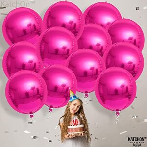 KatchOn, Big Hot Pink Balloons - 22 Inch, Pack 12 | Hot Pink Mylar Balloons, Hot Pink Party Decorations | Hot Pink Foil Balloons, Disco Party Decorations | 4d Balloons, Neon Pink Birthday Decorations