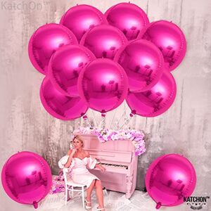 KatchOn, Big Hot Pink Balloons - 22 Inch, Pack 12 | Hot Pink Mylar Balloons, Hot Pink Party Decorations | Hot Pink Foil Balloons, Disco Party Decorations | 4d Balloons, Neon Pink Birthday Decorations