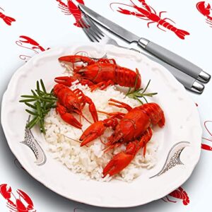 Touman Crawfish Tablecloth Birthday Party Lobster Table Covers White and Red Crawfish Table Cloth for Party Decoration Supplies, 108 x 54 inches (2)