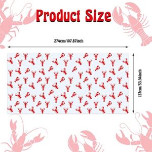 Touman Crawfish Tablecloth Birthday Party Lobster Table Covers White and Red Crawfish Table Cloth for Party Decoration Supplies, 108 x 54 inches (2)