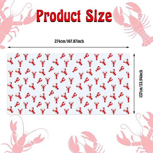 Touman Crawfish Tablecloth Birthday Party Lobster Table Covers White and Red Crawfish Table Cloth for Party Decoration Supplies, 108 x 54 inches (2)