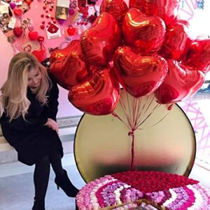 18 Inch Red Mylar Heart Balloons Foil Balloons For Valentines Day Wedding Engagement Party Decor, 10 Pc