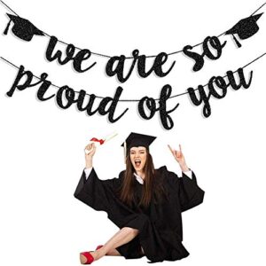 2023 Graduation Banners Party Decorations, Black Glitter We are So Proud of You Graduation Banners Garland for Congratulation Graduation Party Supplies, School, Home, Car Decorations