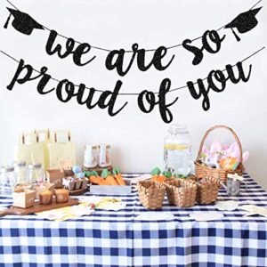 2023 Graduation Banners Party Decorations, Black Glitter We are So Proud of You Graduation Banners Garland for Congratulation Graduation Party Supplies, School, Home, Car Decorations