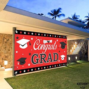 KatchOn, XtraLarge Red Congrats Grad Banner - 72x44 Inch Graduation Party Decorations 2023 | Graduation Banner 2023 for Red and Black Graduation Decorations 2023 | Red and Black Congratulations Banner