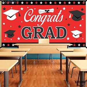 KatchOn, XtraLarge Red Congrats Grad Banner - 72x44 Inch Graduation Party Decorations 2023 | Graduation Banner 2023 for Red and Black Graduation Decorations 2023 | Red and Black Congratulations Banner