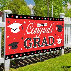 KatchOn, XtraLarge Red Congrats Grad Banner - 72x44 Inch Graduation Party Decorations 2023 | Graduation Banner 2023 for Red and Black Graduation Decorations 2023 | Red and Black Congratulations Banner