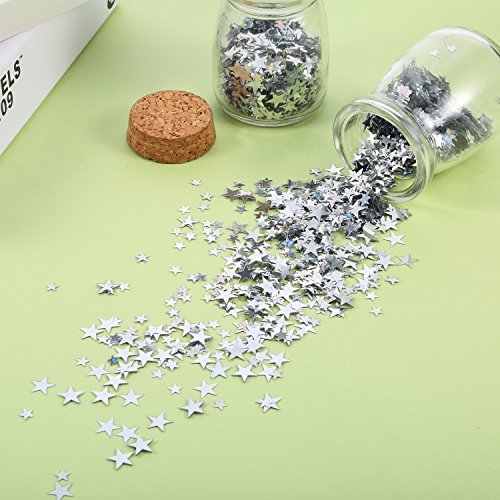 Silver Metallic Star Confetti Glitter Star Table Confetti for Wedding Birthday Party Decoration, 60 Grams/ 2.1 Ounce