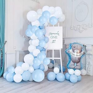 Blue and White Balloons, Light Blue White Balloon Garland Arch Kit, 84 Pack Pastel Blue White Balloons for Baby Shower Birthday Wedding Party Decoration