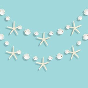 decor365 flat paper white finger starfish sea shell garland ocean coastal nautical party decoration starfish cutouts hanging bunting banner under the sea mermaid wish birthday beach wedding decor