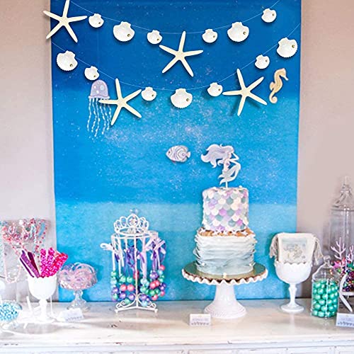 Decor365 Flat Paper White Finger Starfish Sea Shell Garland Ocean Coastal Nautical Party Decoration Starfish Cutouts Hanging Bunting Banner Under The Sea Mermaid Wish Birthday Beach Wedding Decor