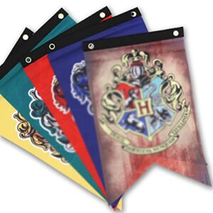 Magical Wizard House Wall Banners 20" x 12" Birthday Party Supplies Backdrop Flags Boys Girls Birthday Decoration Wizard School Birthday Decoration 5 Piece Set