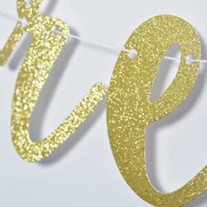 Future Mr & Mrs Banner for Engagement Bridal Shower Bride and Groom Party Decorations Pre-Strung Sign (Gold Glitter)