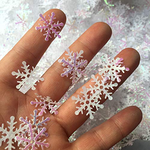 OuMuaMua 1200Pcs Snowflakes Confetti Decorations for Christmas, White and Blue Winter Confetti Snow Party Pack for Wedding Birthday Holiday Party Table Decorations Supplies