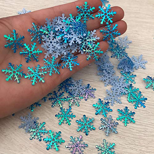 OuMuaMua 1200Pcs Snowflakes Confetti Decorations for Christmas, White and Blue Winter Confetti Snow Party Pack for Wedding Birthday Holiday Party Table Decorations Supplies