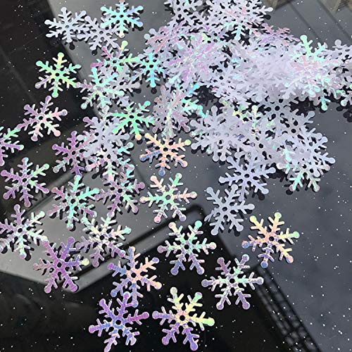 OuMuaMua 1200Pcs Snowflakes Confetti Decorations for Christmas, White and Blue Winter Confetti Snow Party Pack for Wedding Birthday Holiday Party Table Decorations Supplies