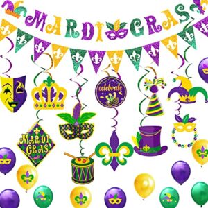 nalyee mardi gras decorations party supplies, mardi gras banner garland for new orleans masquerade party supplies, mardi gras outdoor indoor hanging decor, carnival masquerade fat tuesday decor