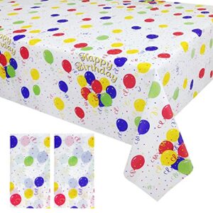 mulbozy colorful balloons plastic tablecloth rectangle – 2 pcs party tablecloth disposable for party, happy birthday, baby shower decorations supplies 108 x 54 inch