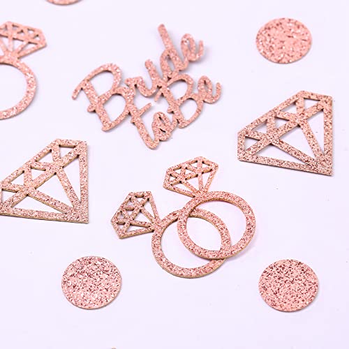 Bridal Shower Decorations 300pcs Table Glitter Confetti for Engagement Party Decor Bride to be,Diamond,Ring and Circle Rose Gold Paper Confetti for Wedding Bachelorette Party Supplies (Rose Gold)