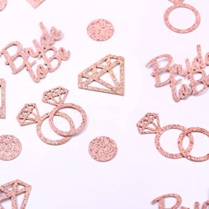 Bridal Shower Decorations 300pcs Table Glitter Confetti for Engagement Party Decor Bride to be,Diamond,Ring and Circle Rose Gold Paper Confetti for Wedding Bachelorette Party Supplies (Rose Gold)