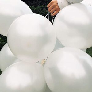 Fayoo White Balloons, 12 Inch White Metallic Balloon Party Decoration for Baby Shower, Christmas Decorations, Birthdays, Bridal Shower, Valentine’s Day, Graduation 100 Pcs 3.2g