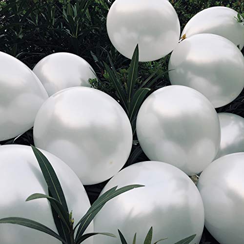 Fayoo White Balloons, 12 Inch White Metallic Balloon Party Decoration for Baby Shower, Christmas Decorations, Birthdays, Bridal Shower, Valentine’s Day, Graduation 100 Pcs 3.2g