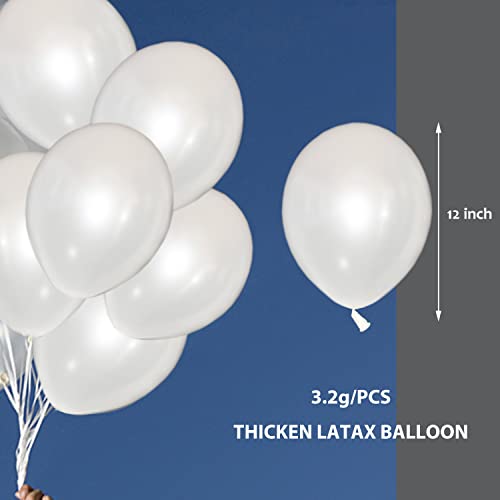 Fayoo White Balloons, 12 Inch White Metallic Balloon Party Decoration for Baby Shower, Christmas Decorations, Birthdays, Bridal Shower, Valentine’s Day, Graduation 100 Pcs 3.2g