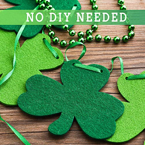 2 Pack St Patrick's Day Decorations Shamrock Clover Garland Banner, Felt Banner for Mantel Fireplace Spring Holiday Accessory Indoor Outdoor Irish Party Green Decor (2 Pack Clover Garland)