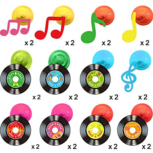 30 Pcs 1950's Rock and Roll Music Party Decorations Record Note Cutout Wall Decor Sign with Hanging Swirls Ceiling Decorations for 50's Theme Rock Music Short Video DJ Party Supplies 7 Inch