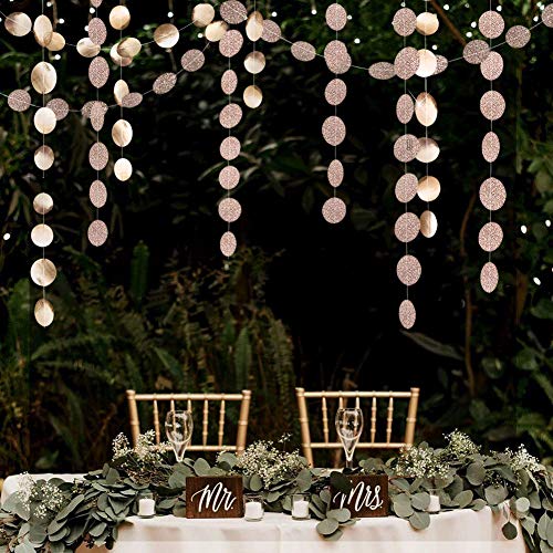 Glitter Circle Dot Garland Kit for Party Decorations Hanging Circle Banner Streamer Backdrop Decor for Wedding Birthday Bday Engagement Bridal Shower Bachelorette Ramadan EID Graduation Party Supplies