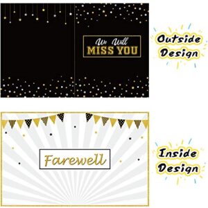 Farewell Party Decorations Goodbye Card Guest Book We Will Miss You Card Retired Party Supplies Going Away Gift for Coworker Men Women Adults(Black and Gold)