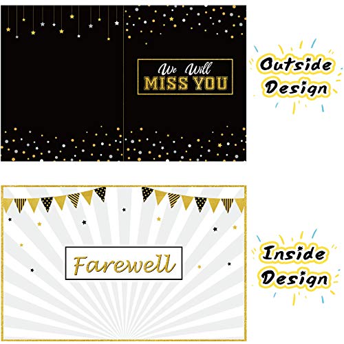 Farewell Party Decorations Goodbye Card Guest Book We Will Miss You Card Retired Party Supplies Going Away Gift for Coworker Men Women Adults(Black and Gold)