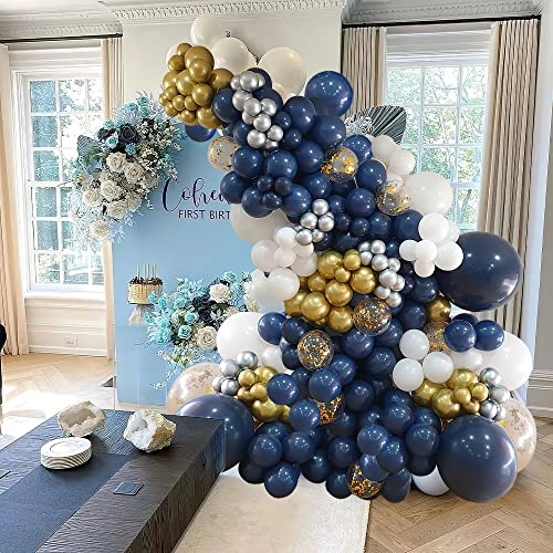 Navy Blue Balloons Garland Kit, 95pcs Matte Navy Blue Balloon Dark Blue Balloons with 18 Inch + 12 Inch + 10 Inch + 5 Inch for Graduation Birthday Baby Shower, Wedding, Bridal Shower