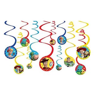 toy story 4 hanging swirl decorations – assorted designs, 12 pcs