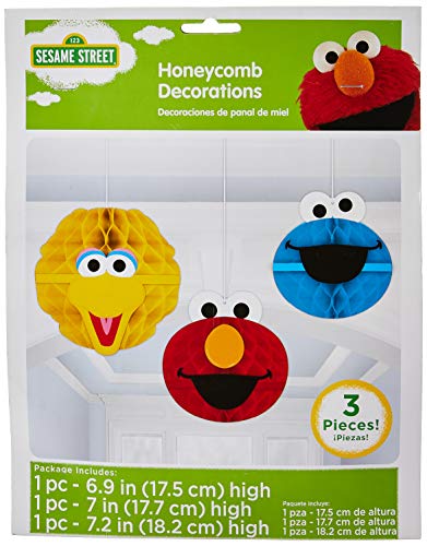 Amscan Sesame Street Honeycomb Decorations, multi color