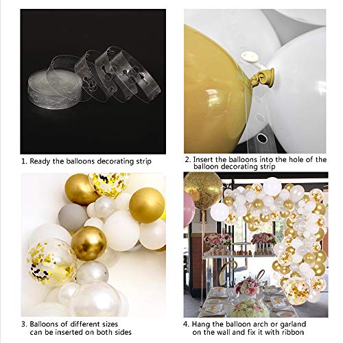 DIY Balloon Arch & Garland kit,138Pcs Party Balloons Decoration Set, Gold Confetti & Silver & White & Transparent Balloons for Bridal & Baby Shower, Wedding, Birthday, Graduation, Anniversary Party