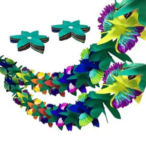 2 pcs tropical paper flower garlands for hawaiian luau party decorations 9ft colorful paper hibiscus garland for tropical island beach rio tiki birthday wedding baby shower jungle party decorations