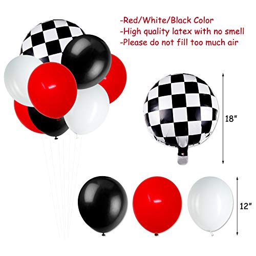 Race Car Birthday Party Decoration Set Race Car Party Signs Racing Birthday Banner Checkered Flags Balloons for Boys Let's go Racing Party Supplies