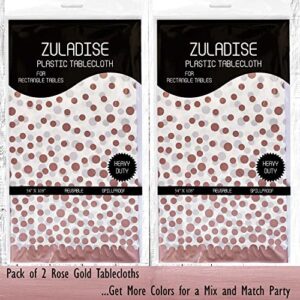 ZULADISE 2 Pack Rose Gold Table Cloths for Parties Disposable Rose Gold Tablecloth Plastic 8ft Rose Gold Plastic Tablecloth for Birthday, Baby Shower Party Tablecloth for Rectangle Tables