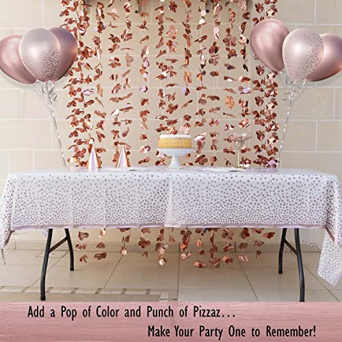 ZULADISE 2 Pack Rose Gold Table Cloths for Parties Disposable Rose Gold Tablecloth Plastic 8ft Rose Gold Plastic Tablecloth for Birthday, Baby Shower Party Tablecloth for Rectangle Tables