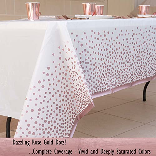 ZULADISE 2 Pack Rose Gold Table Cloths for Parties Disposable Rose Gold Tablecloth Plastic 8ft Rose Gold Plastic Tablecloth for Birthday, Baby Shower Party Tablecloth for Rectangle Tables