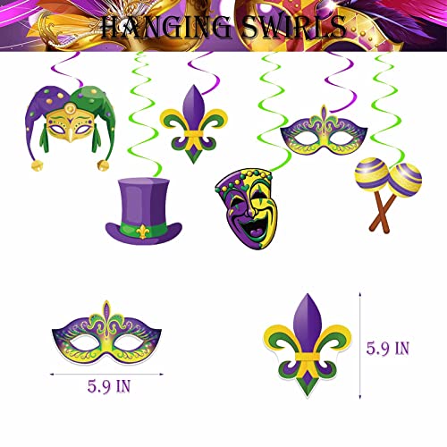 IRCOR Mardi Gras Decorations for Party with Banner Backdrop Balloons & Hanging Decor