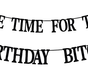 One Time for The Birthday Bitch Banner-Happy Birthday Bunting Backdrops-Funny Birthday Sign for Adult Birthday Party Decorations Supplies(Black)