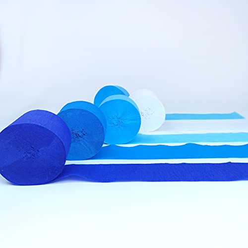 Blue Crepe Paper Streamers 8 Rolls 656 ft Crepe Paper Decorations for Birthday Party, Baby Shower or Reunion (Blue Gradient)