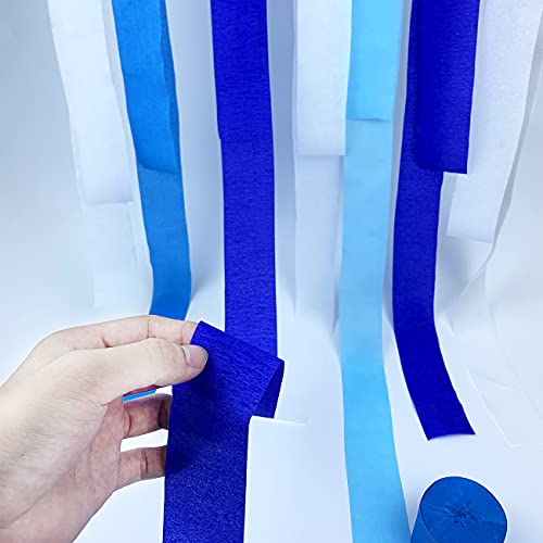 Blue Crepe Paper Streamers 8 Rolls 656 ft Crepe Paper Decorations for Birthday Party, Baby Shower or Reunion (Blue Gradient)