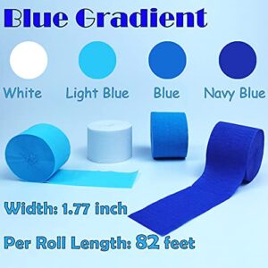 Blue Crepe Paper Streamers 8 Rolls 656 ft Crepe Paper Decorations for Birthday Party, Baby Shower or Reunion (Blue Gradient)