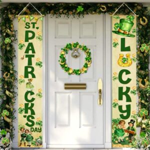 st. patrick’s day decorations door banner, vintage st patricks day banner porch sign, st pattys day decorations door sign for st patricks door decorations, st patricks banner for indoor outdoor